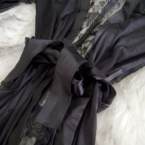 Intimates & Sleepwear | Black Sheer Intimate Robe 34 Sleeves Rose Small ...